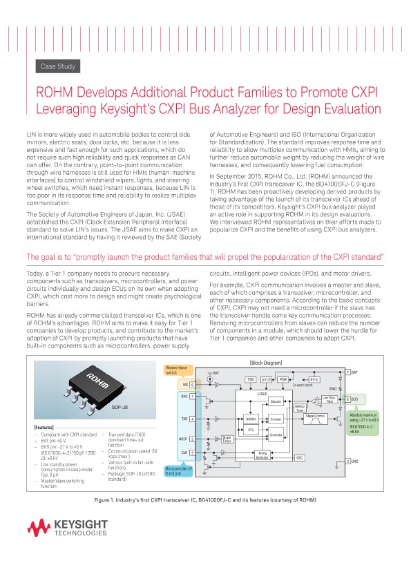 Case Study ROHM Develops Additional Product Families to Promote CXPI Leveraging Keysight’s CXPI ...